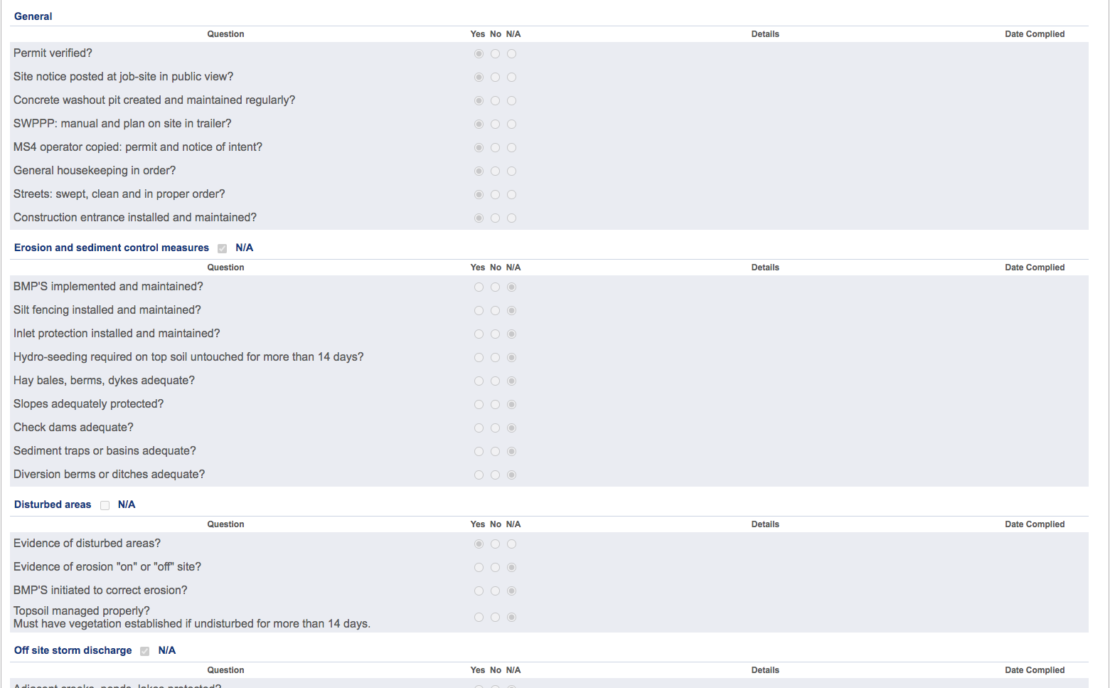 SWPPP Inspection - In Construction Software - Owner Insite